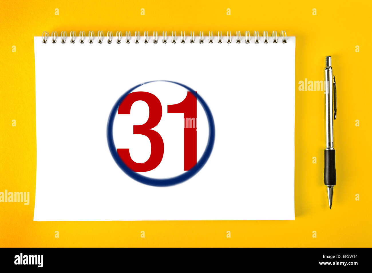 End of the month, Paper Calendar Page with Spiral Binding with pencil ...