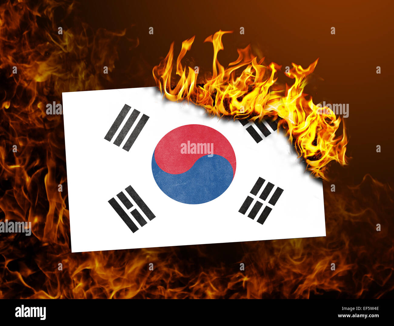 Korea national flag torn burned hi-res stock photography and images - Alamy