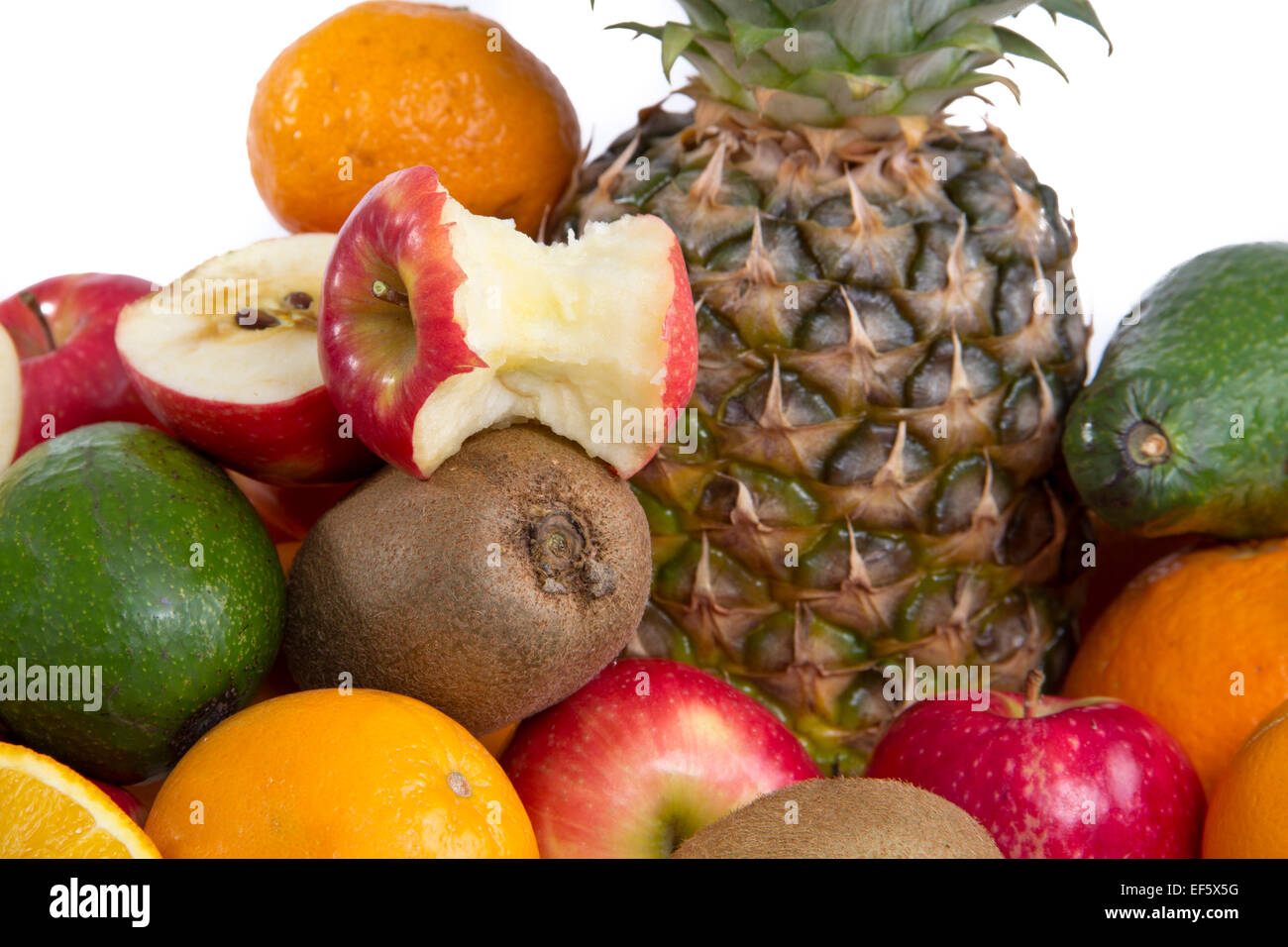 mix of fruit isolated on white background Stock Photo - Alamy