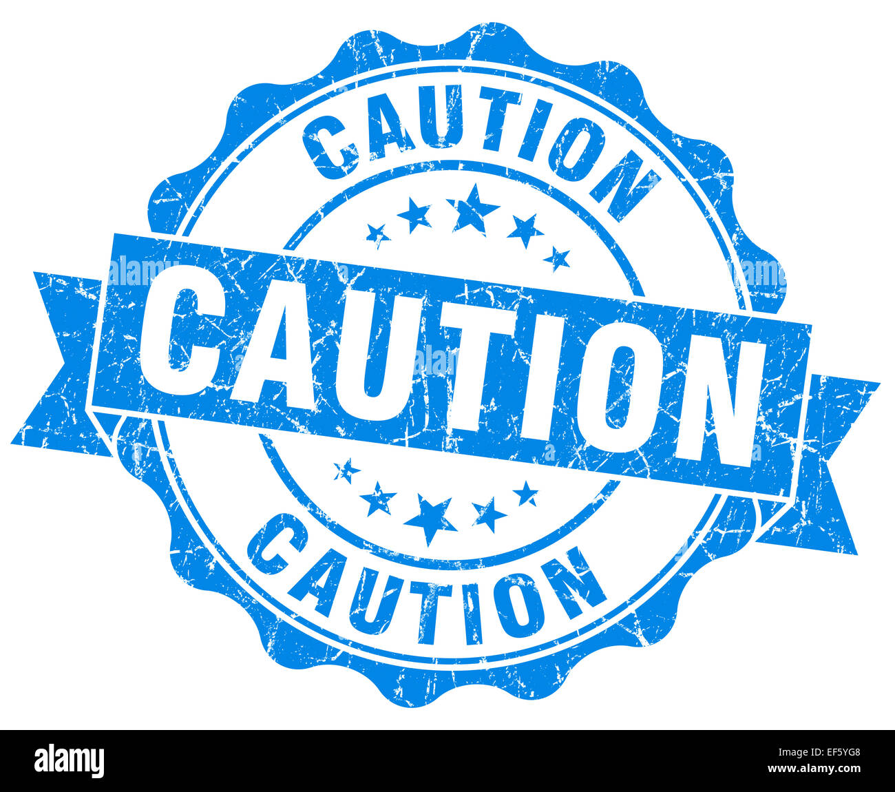 caution blue vintage isolated seal Stock Photo - Alamy