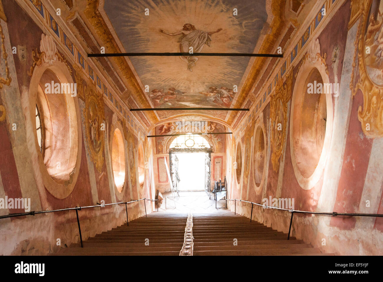 Elaborate painted staircase entrance inside the Church of the ...