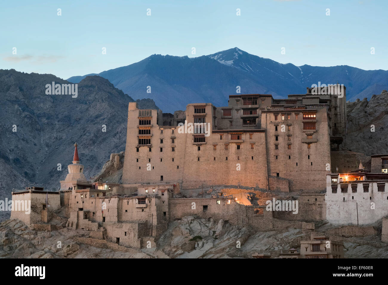 Leh, Ladakh, India, South Asia. View towards Leh Palace, sunset Stock ...