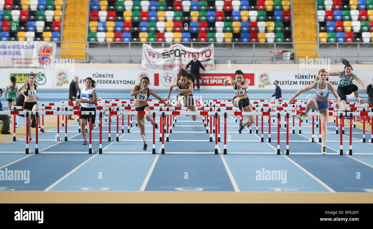 Athletes steeplechase jump barrier hi-res stock photography and images ...