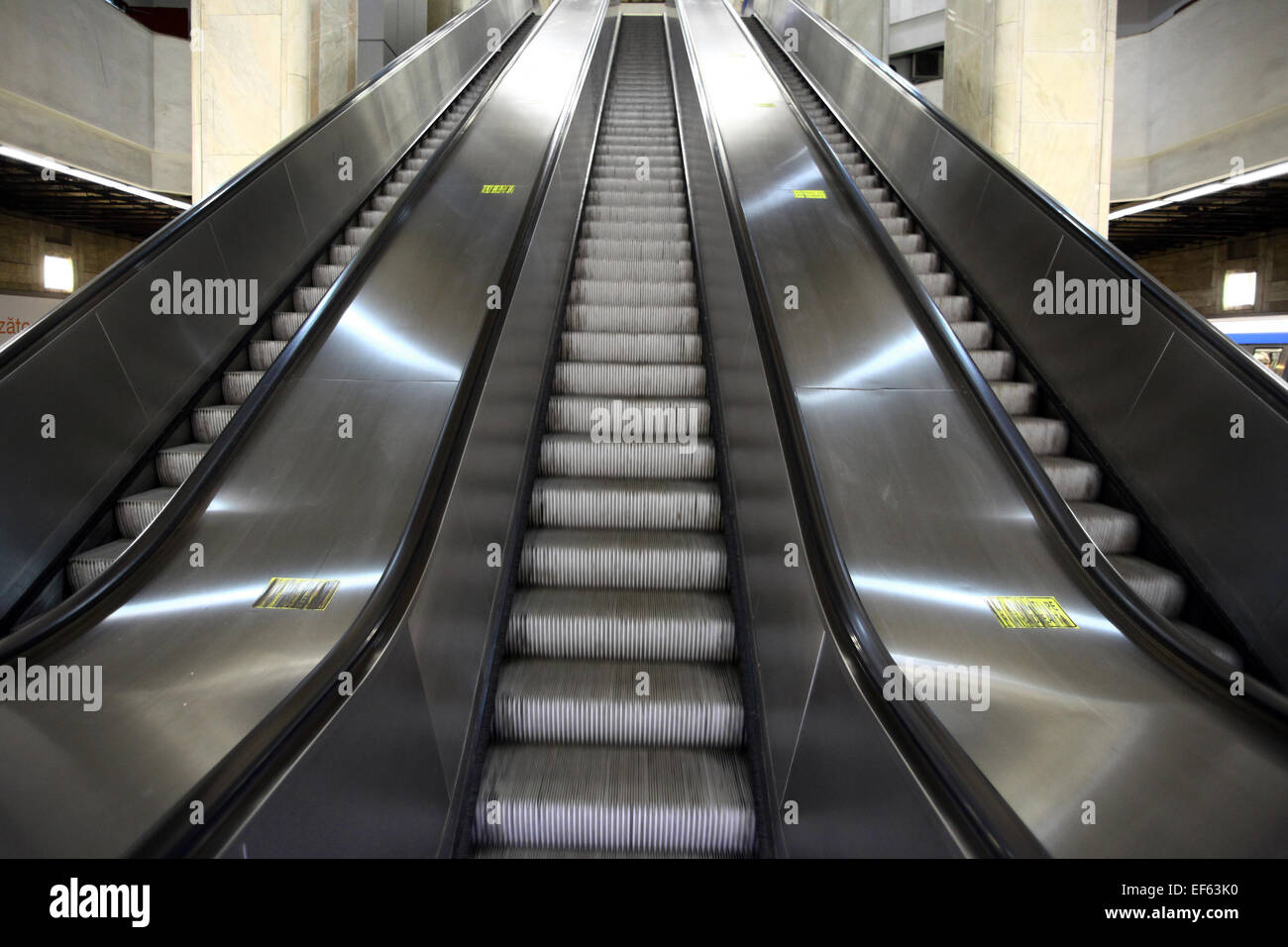 Color shot of some escalators in a metro station Stock Photo - Alamy