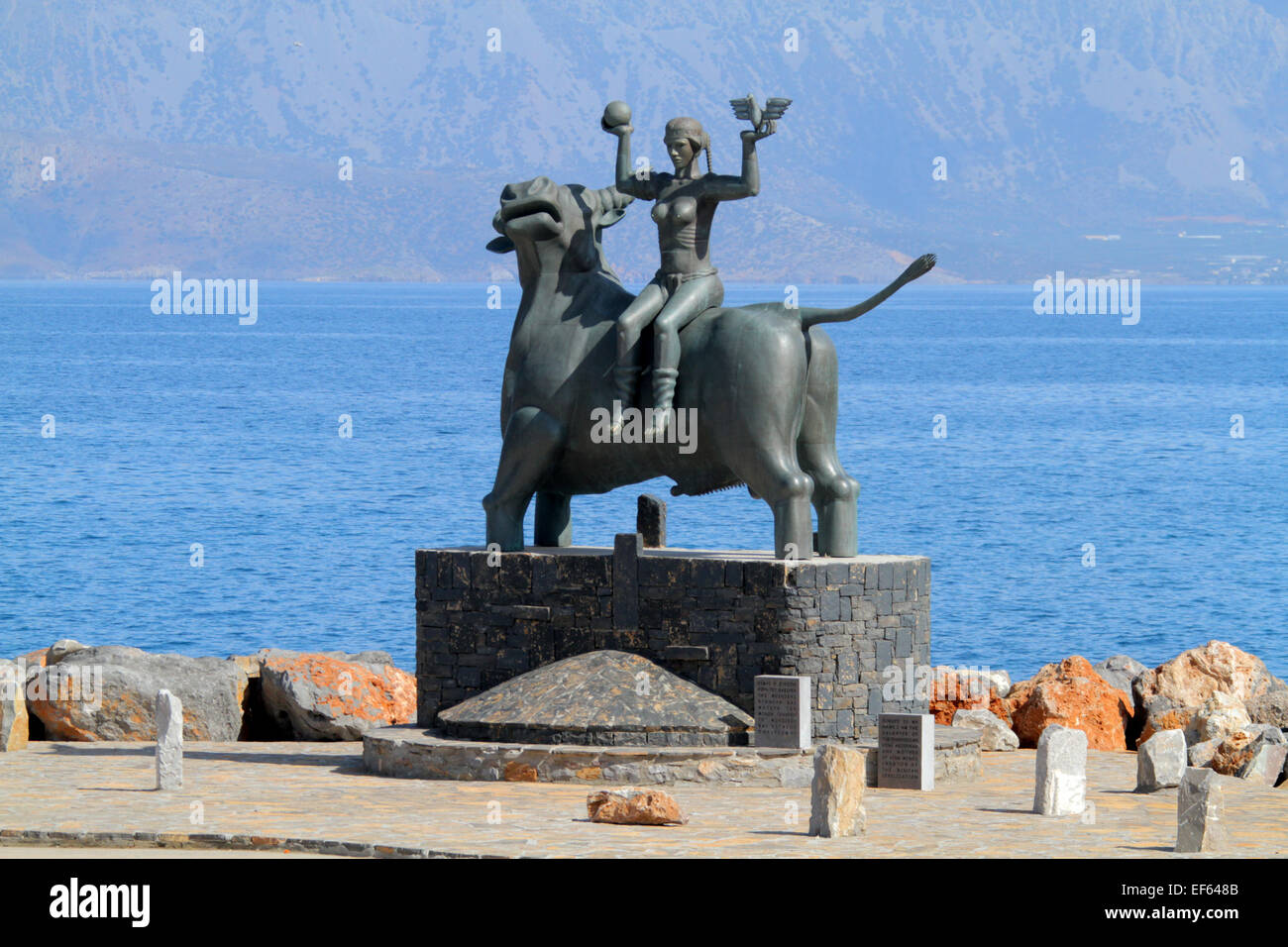 BULL STATUE OF EUROPE AGIOS NIKOLAOS CRETE GREECE 05 May 2014 Stock ...