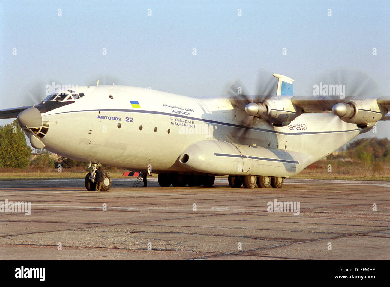 Heavy transport aircraft Antonov An-22 "Antaeus" before take-off at the ...