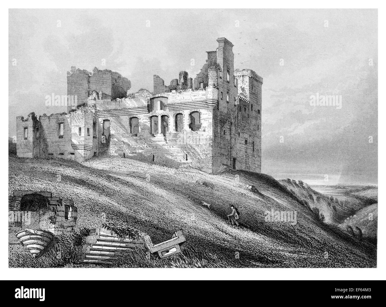 1852 Crichton ruined Castle Pathhead, Midlothian Stock Photo - Alamy
