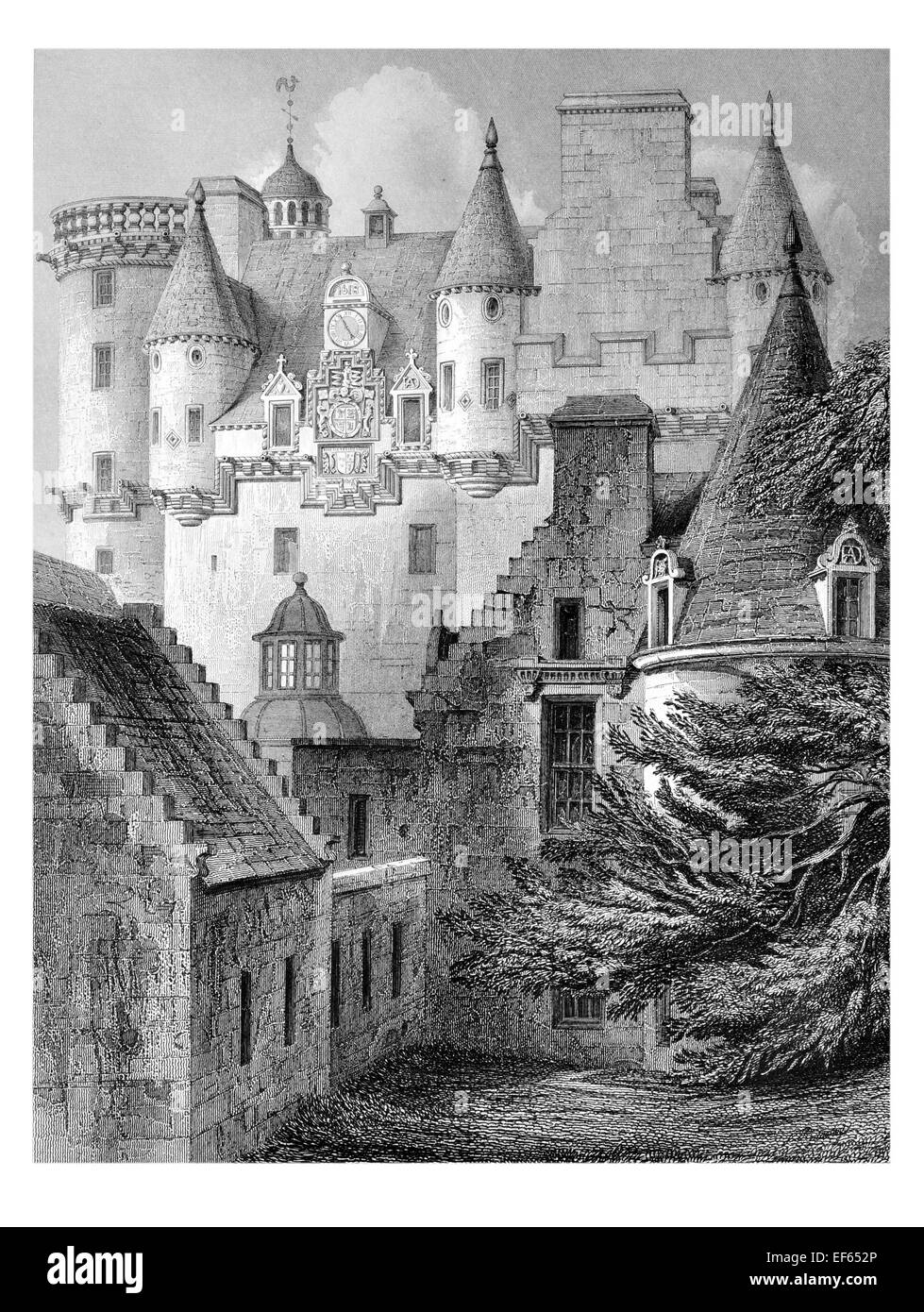 1852 Z-plan Castle Fraser Mar Kemnay Aberdeenshire Stock Photo - Alamy