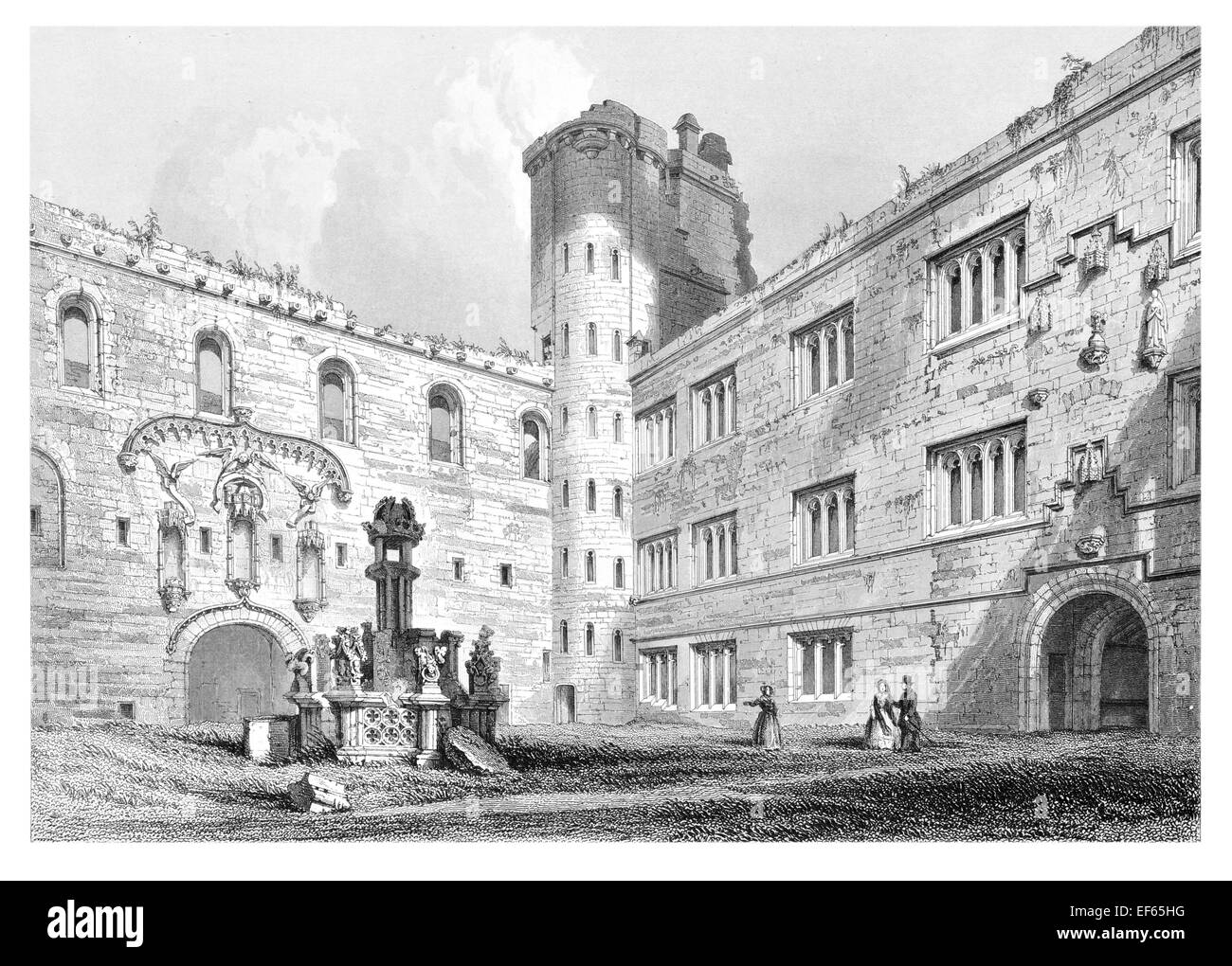 1852 Linlithgow Palace inner courtyard Gleann Iucha Lithgae West ...