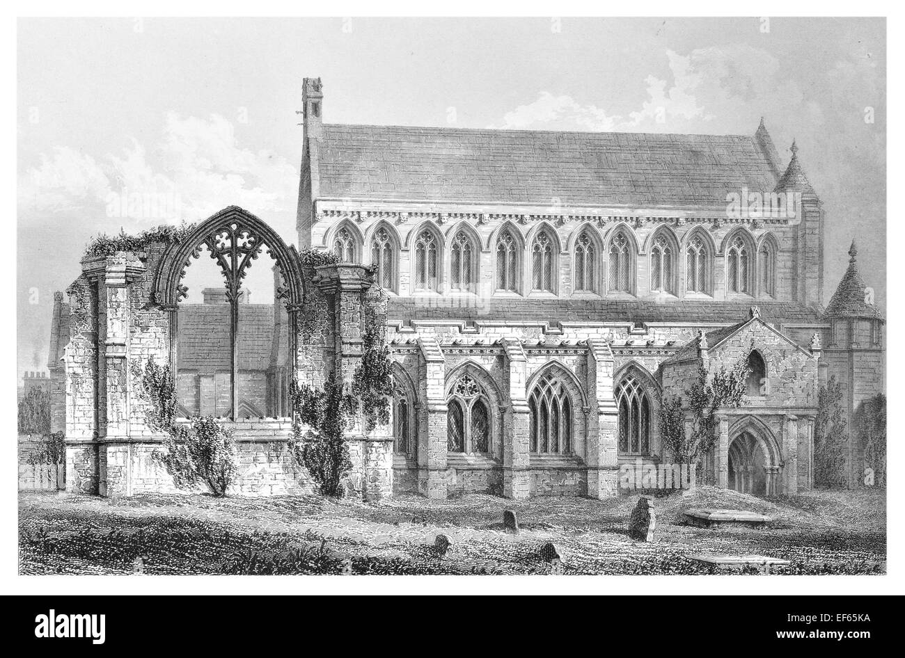 1852 Paisley Abbey Cluniac monastery Church Scotland parish kirk White ...