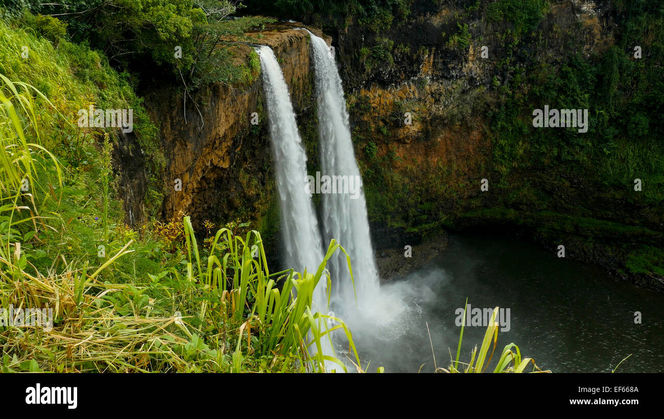 Wailua, Falls, Kauai, Hawaii Stock Photo - Alamy