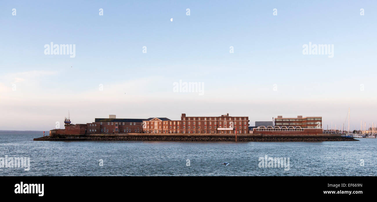 Hms dolphin at the entrance to portsmouth harbour hi-res stock ...