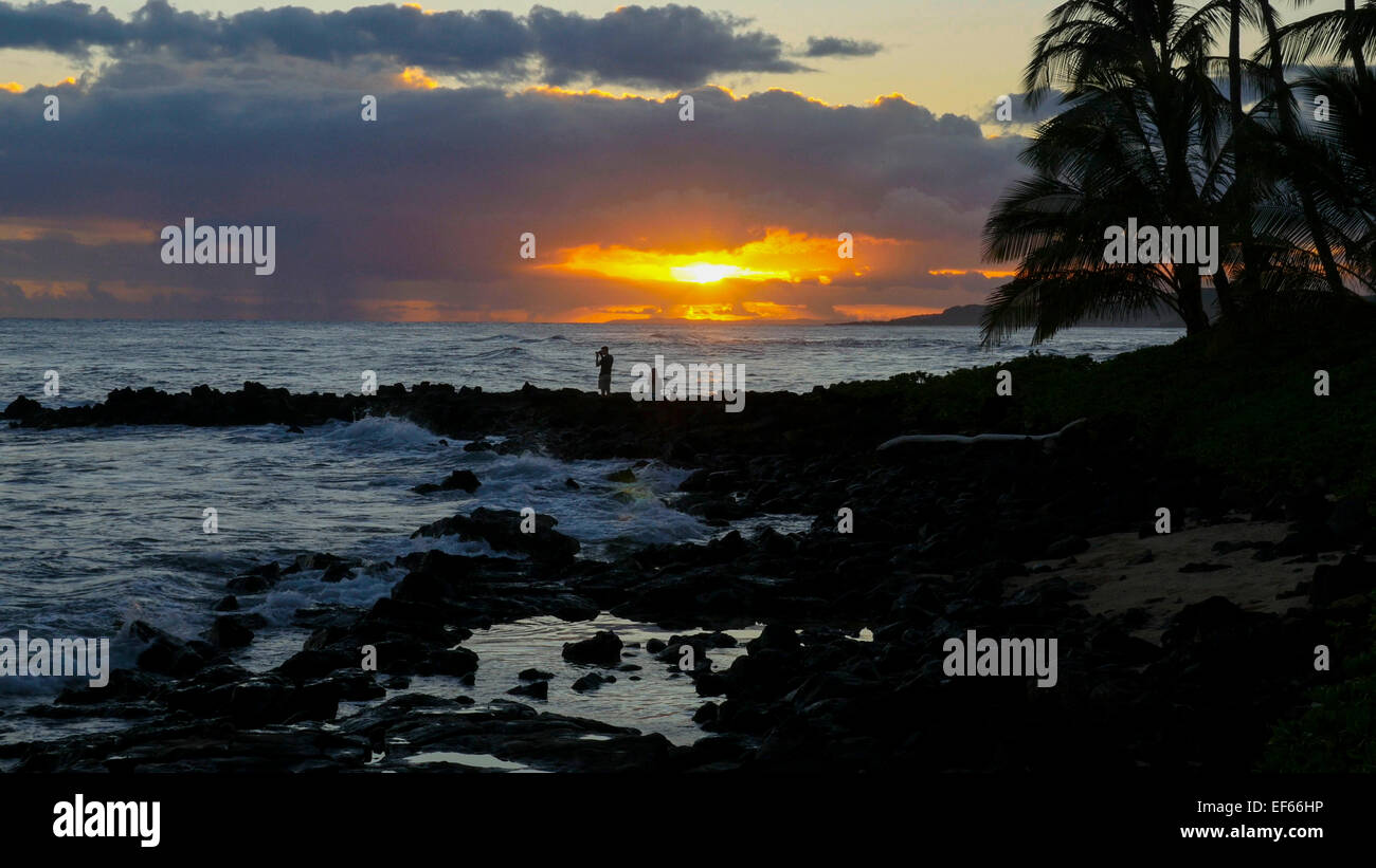Sunset, Poipu, Kauai, Hawaii Stock Photo - Alamy