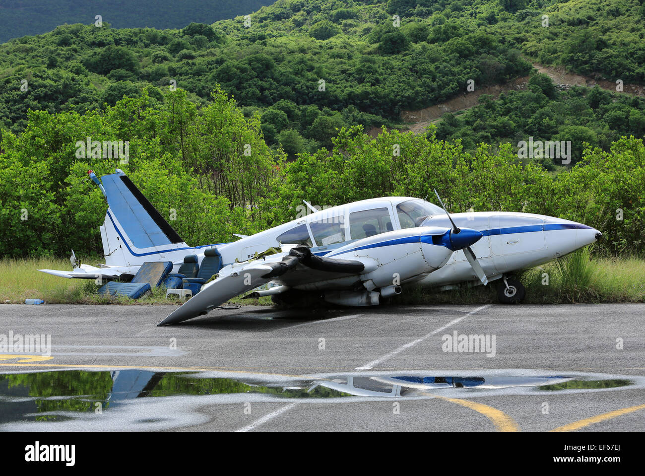This U.S. registered Piper Aztec suffered serious damage during Stock ...