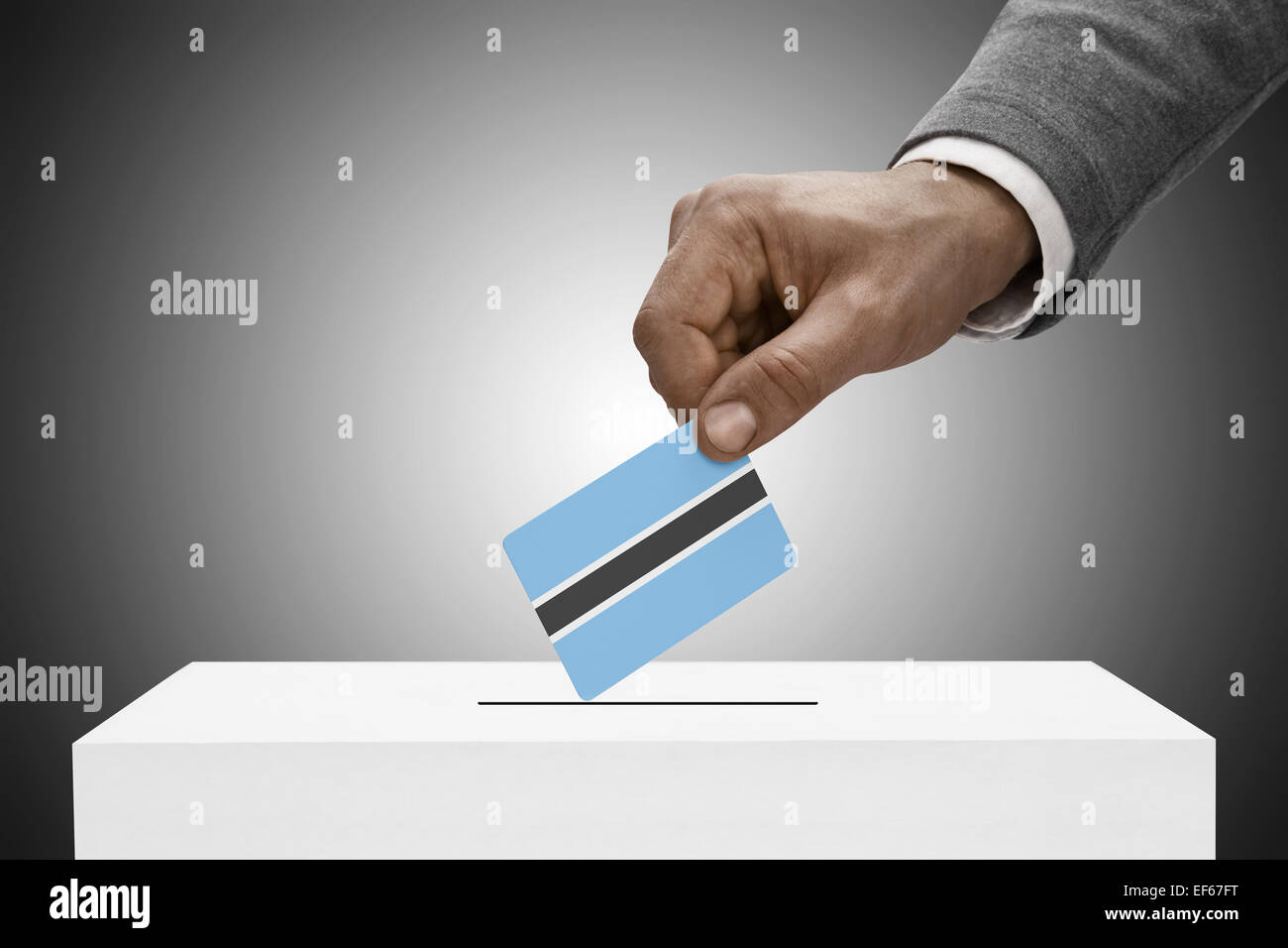 Ballot box painted into national flag colors - Botswana Stock Photo - Alamy