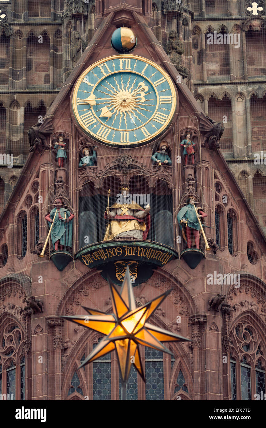 The Frauenkirche - Church of Our Lady with the clock Stock Photo - Alamy