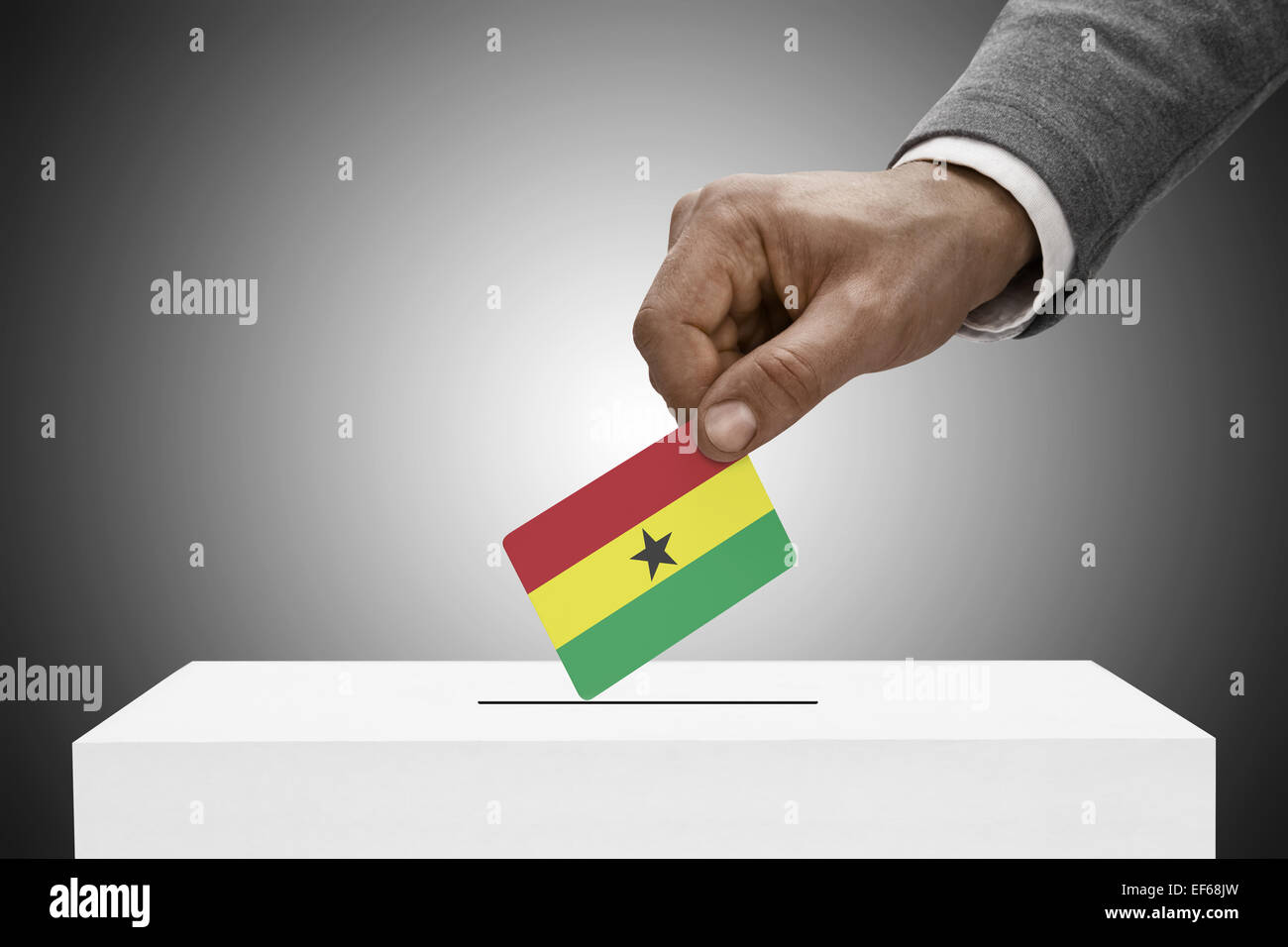 Ballot box painted into national flag colors - Ghana Stock Photo - Alamy