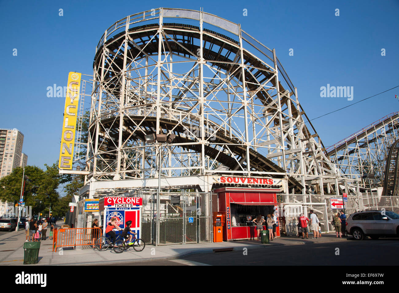 historical rollercoaster Cyclone, amusement park, Coney Island, New ...
