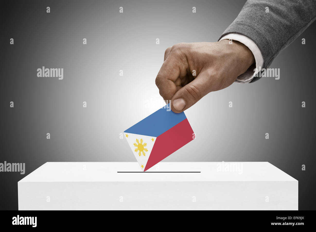 Ballot box painted into national flag colors - Philippines Stock Photo ...