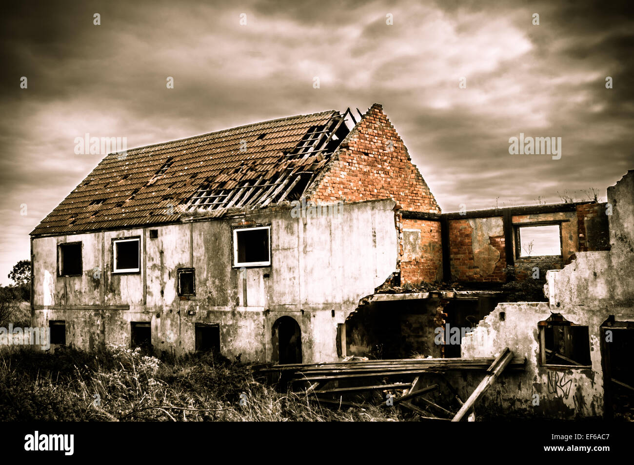 A falling down derelict farmhouse Stock Photo - Alamy