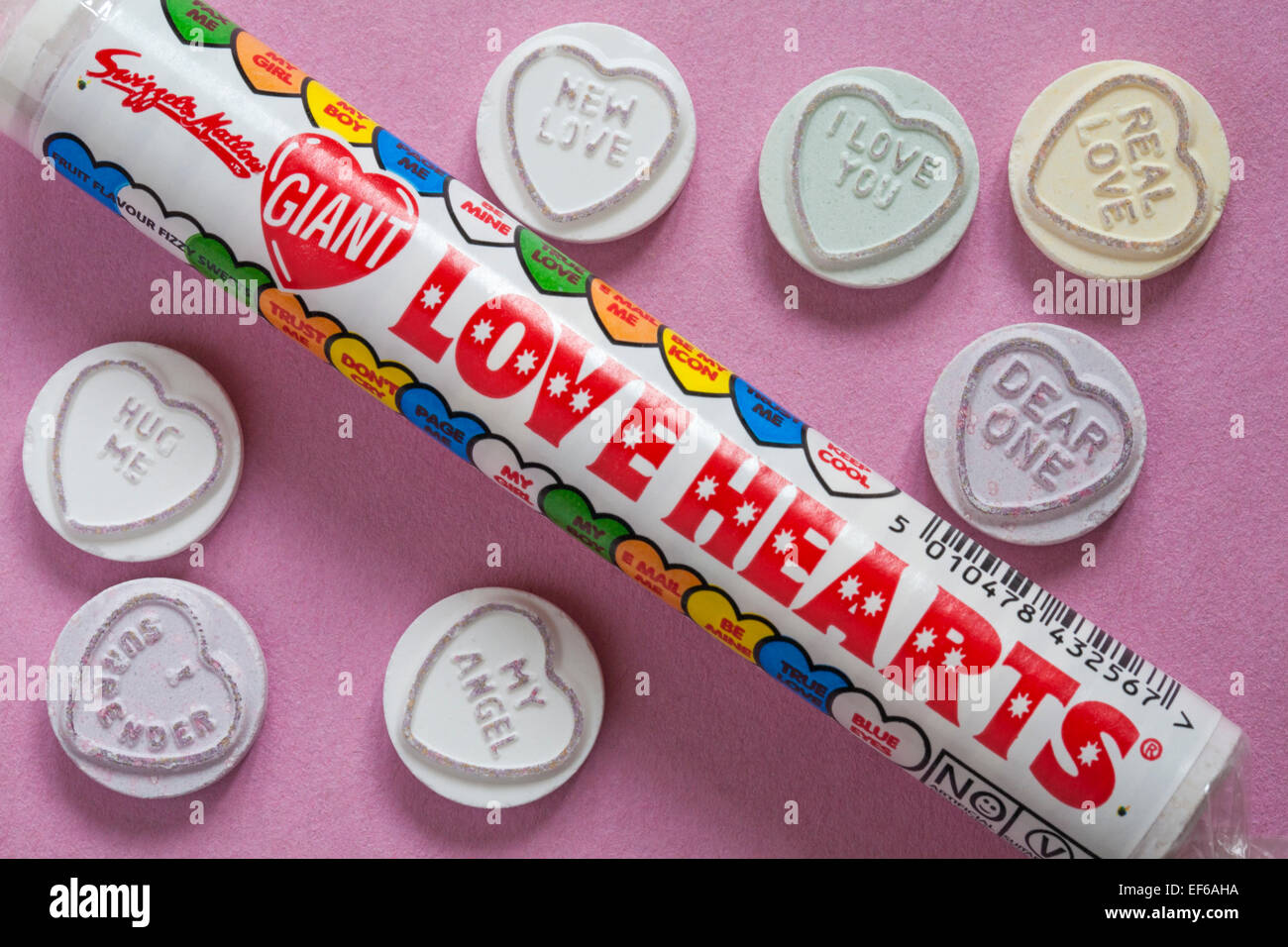 packet of Swizzels Matlow Giant Love Hearts with individual sweets set ...