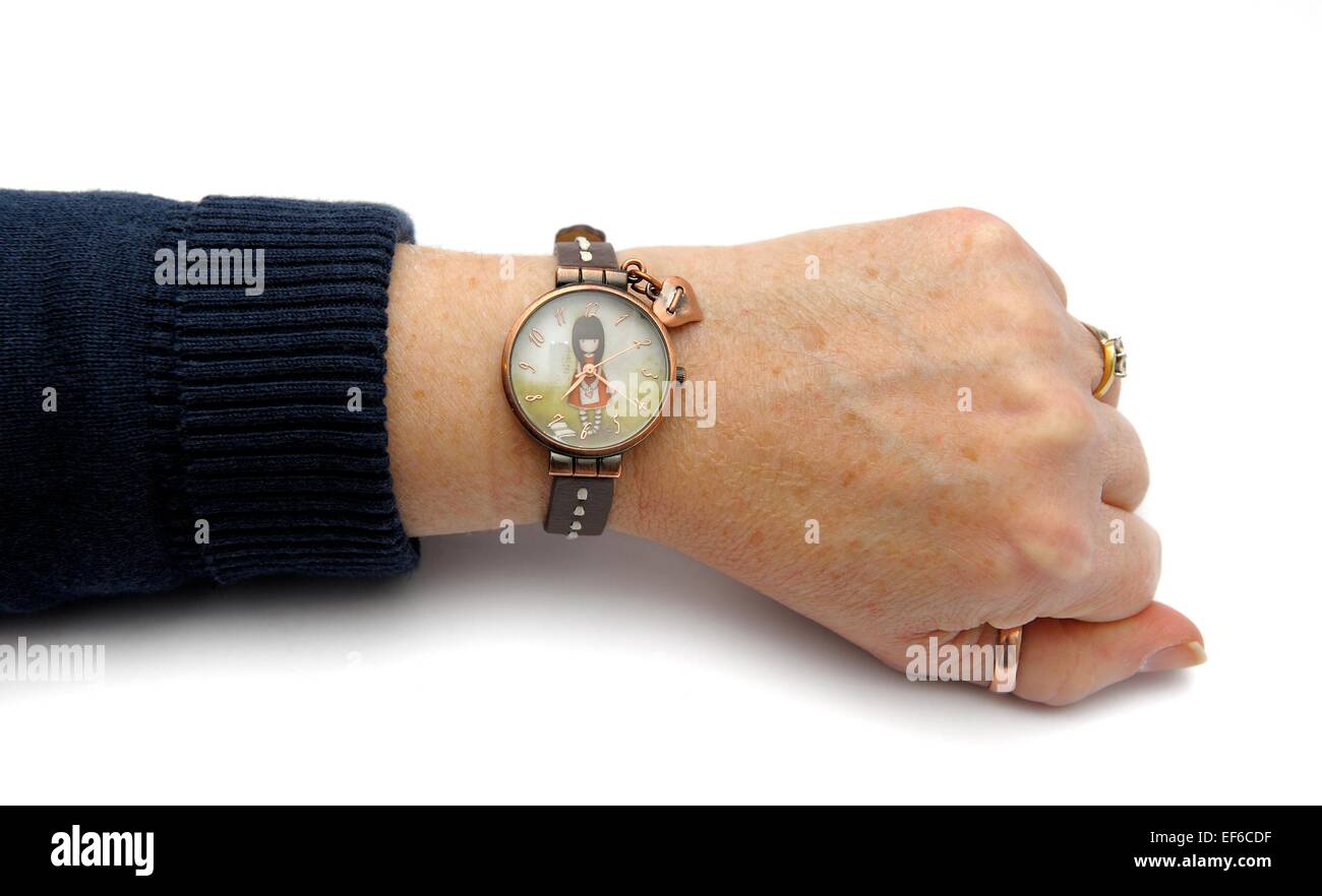 Woman wearing wristwatch on hi-res stock photography and images - Alamy
