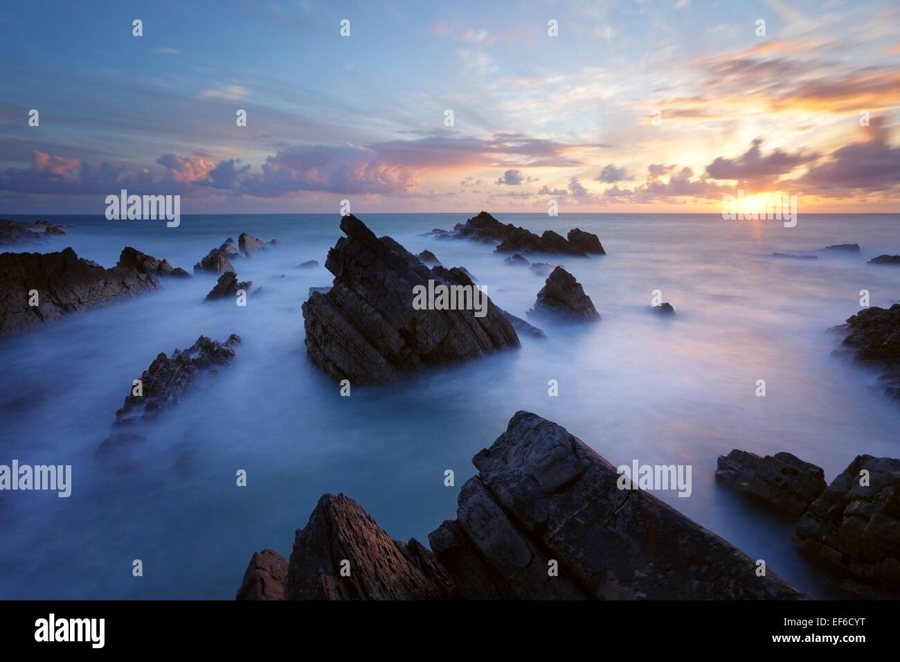 sunset at Hartland quay, north devon Stock Photo - Alamy