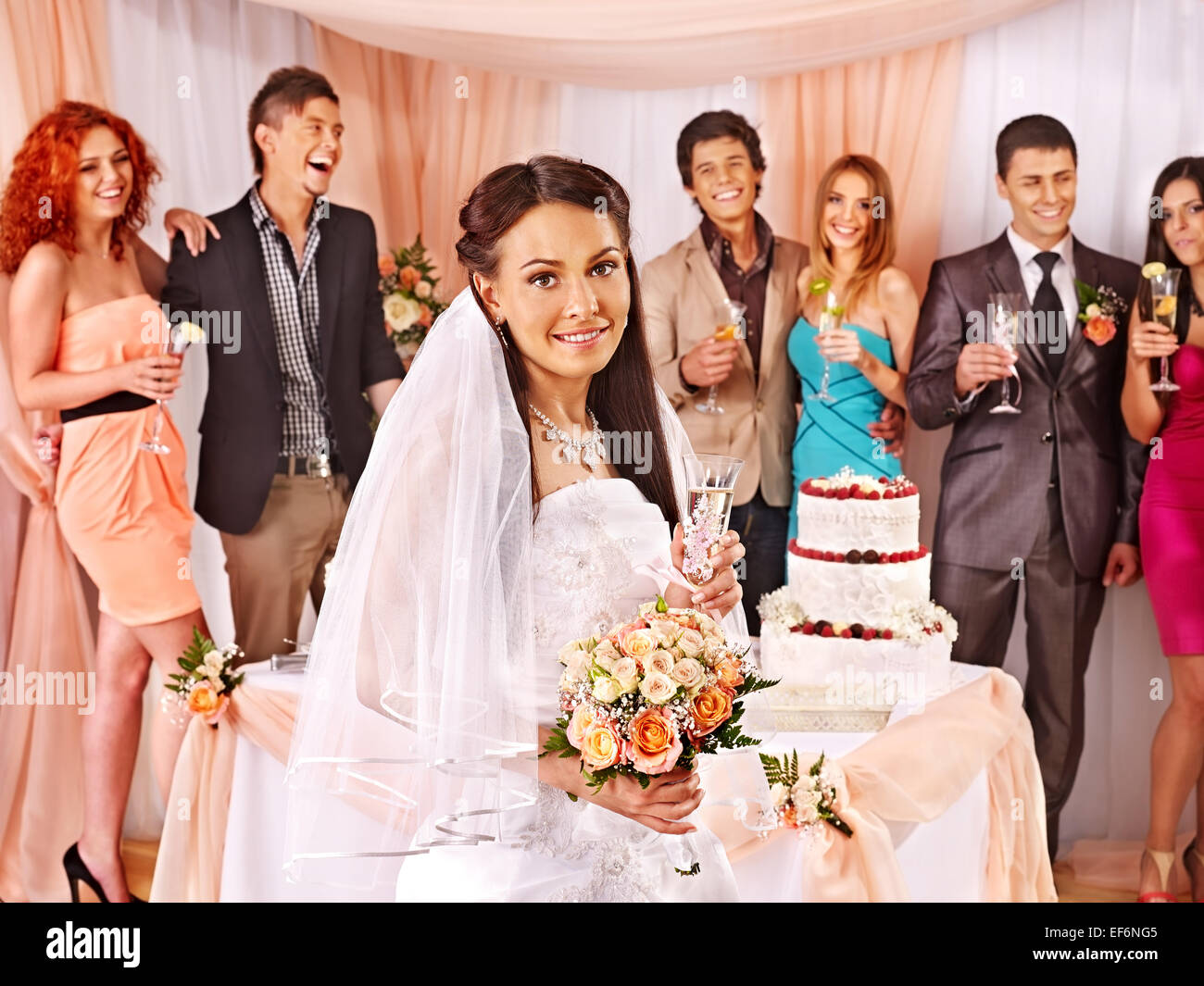 Group people at wedding table Stock Photo - Alamy