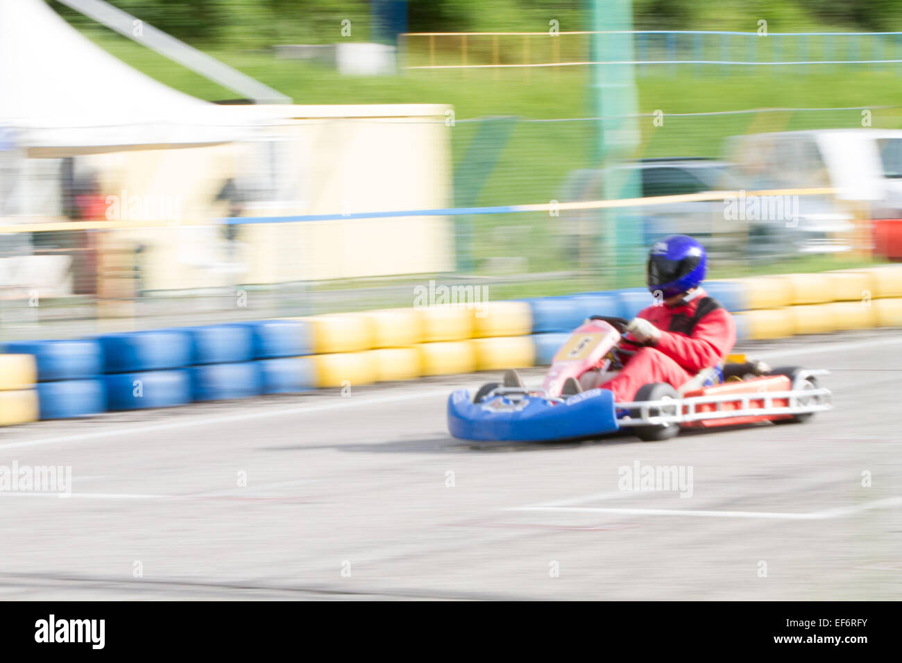 race go-kart track with motion blur effect Stock Photo - Alamy