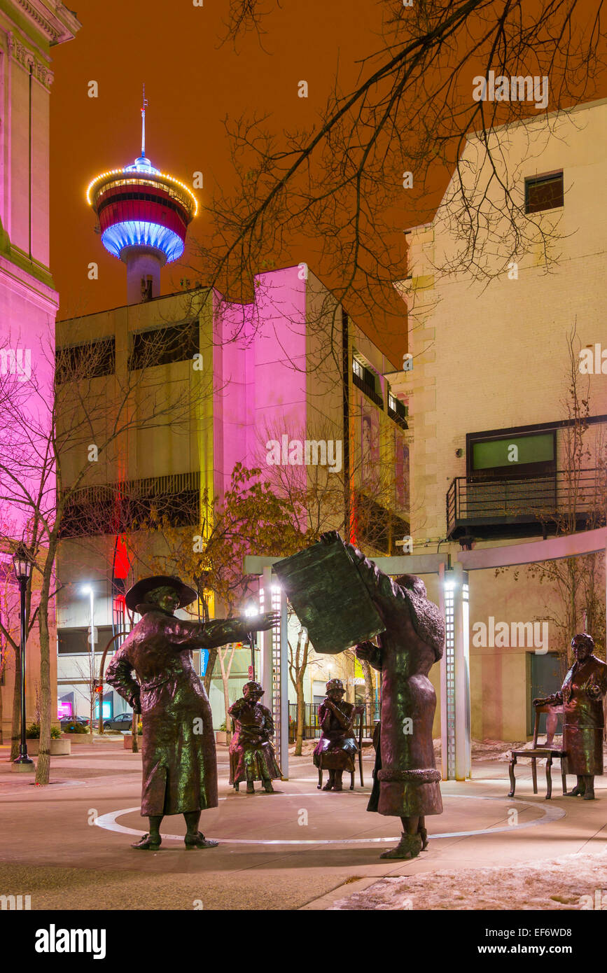 Calgary tower canada alberta sculpture night sculptures hi-res stock ...