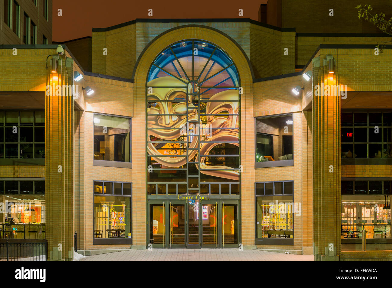 Theater masks in window, Centre Court, EPCOR Centre for the Performing ...