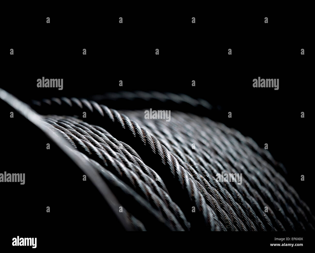 Closeup of heavy duty thick gauge American steel woven cable made in ...