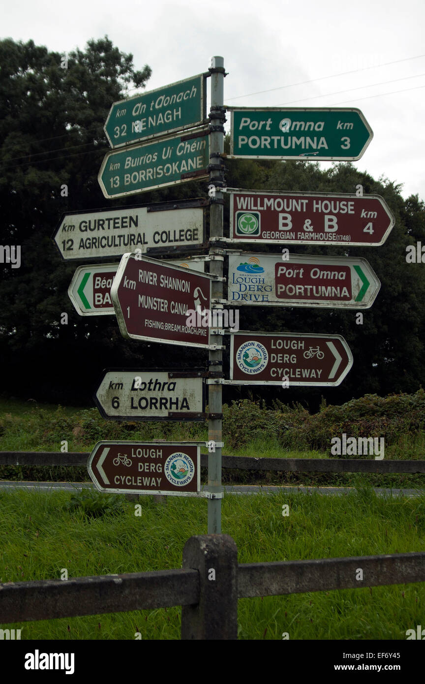 Road signs, Portumna, County Galway, Ireland Stock Photo - Alamy