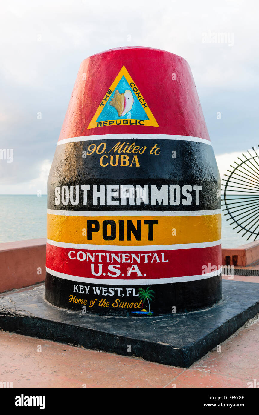The Key West Florida Buoy Sign Marking The Southernmost Point Stock
