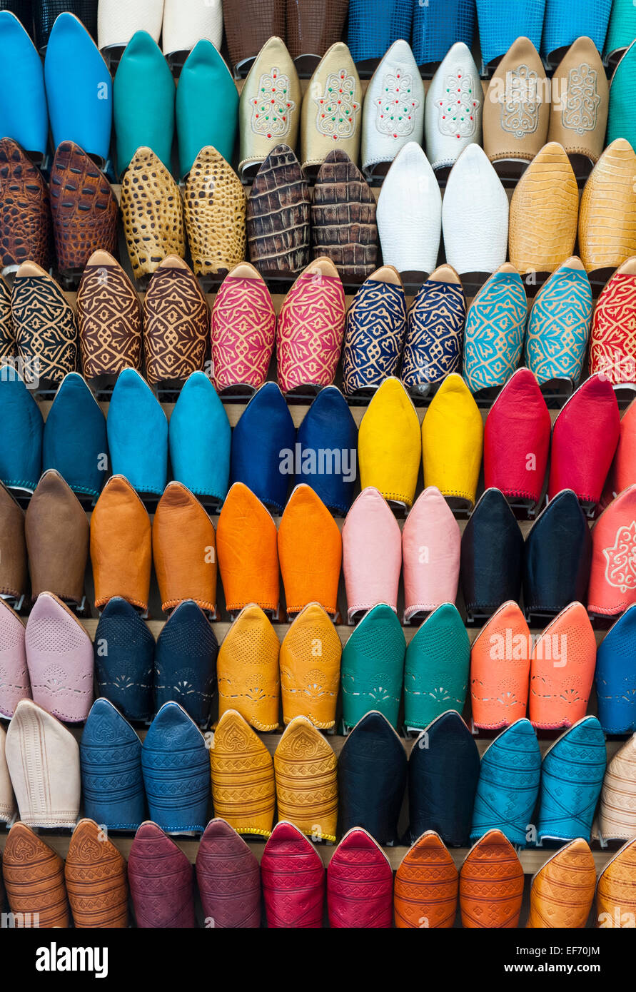 Babouches at a market, Fez, Morocco Stock Photo - Alamy