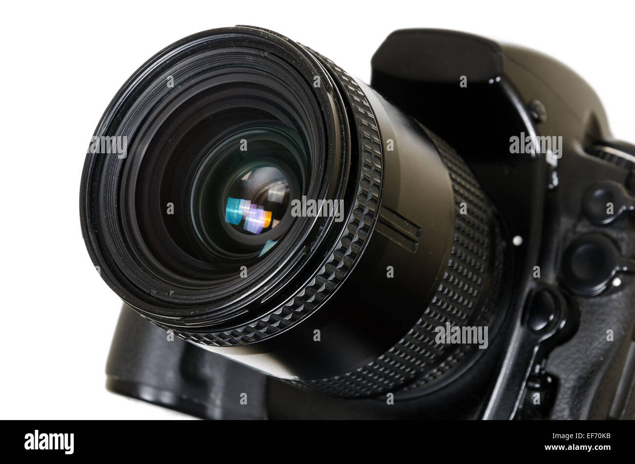 Professional digital black camera isolated on white background Stock ...