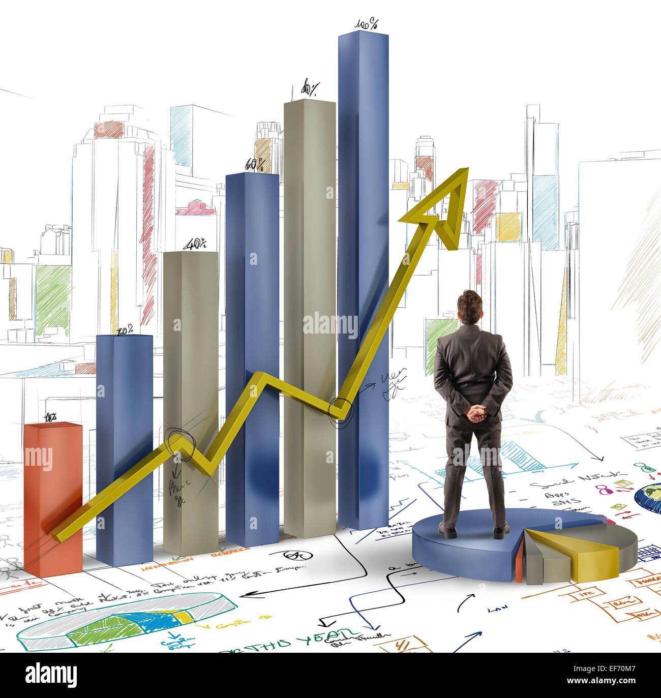 Businessman analyzes graphics Stock Photo - Alamy