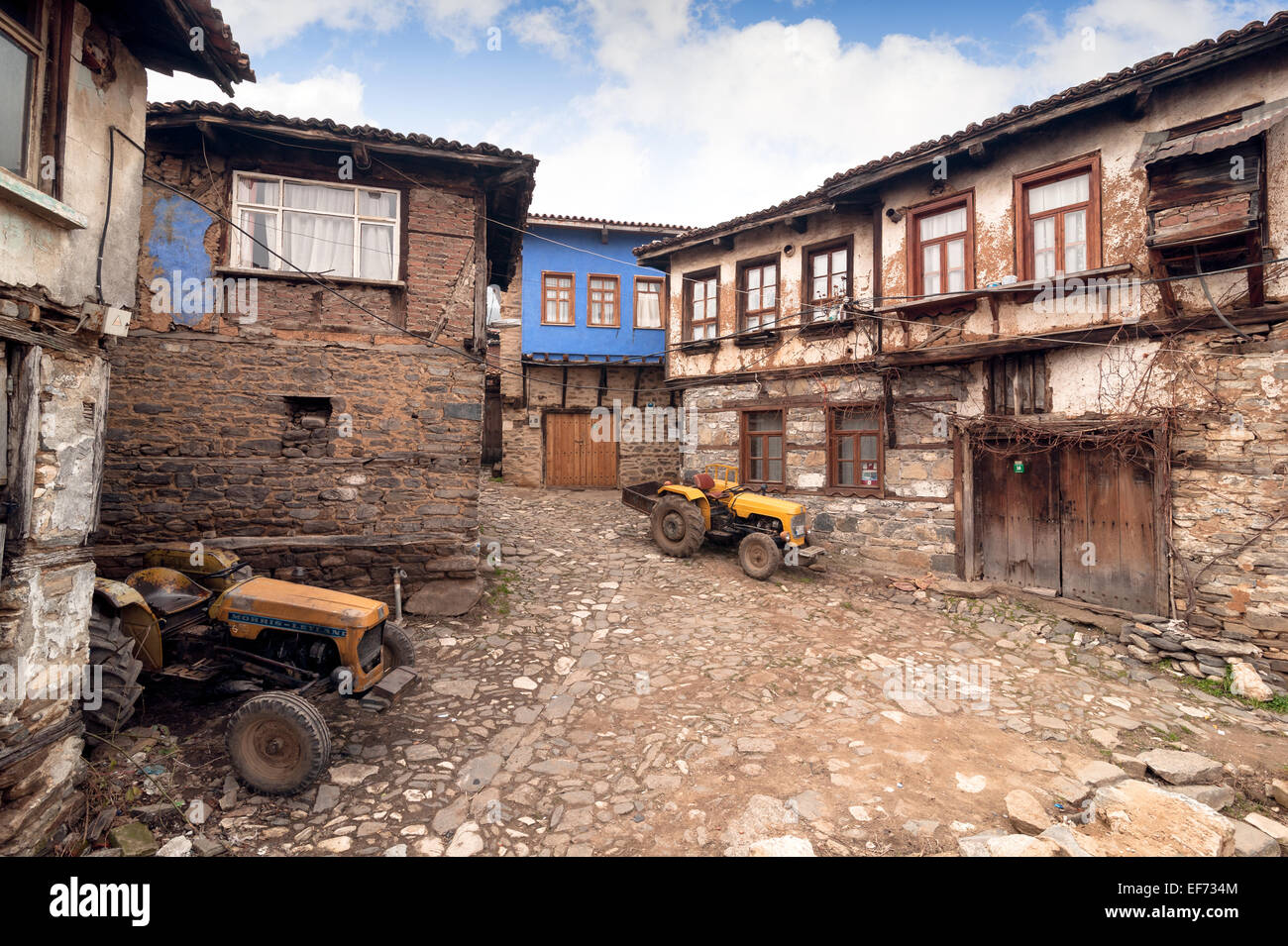 a street view of 700 years old Ottoman village. The historical texture ...