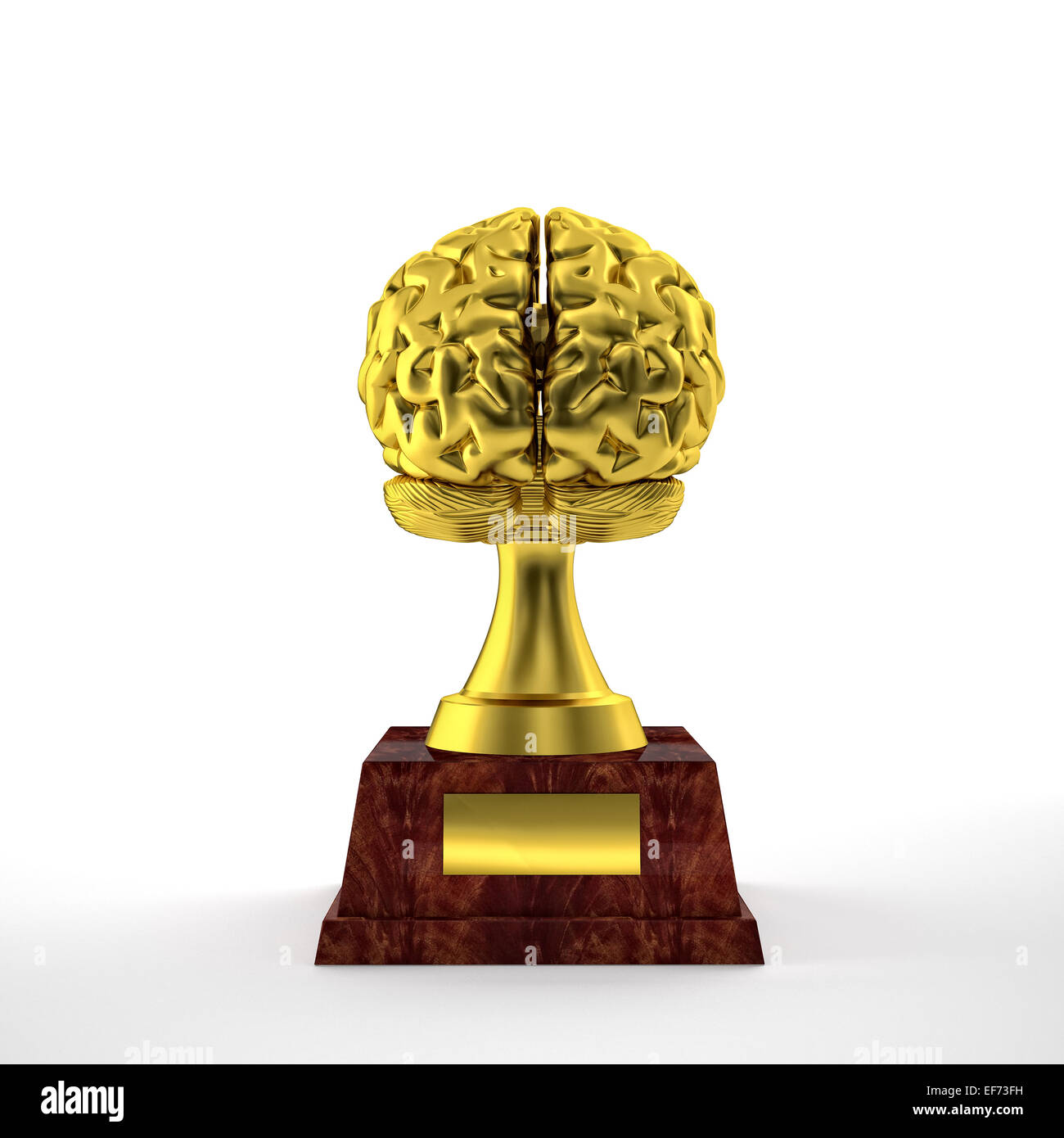 3d brain golden trophy on white Stock Photo - Alamy