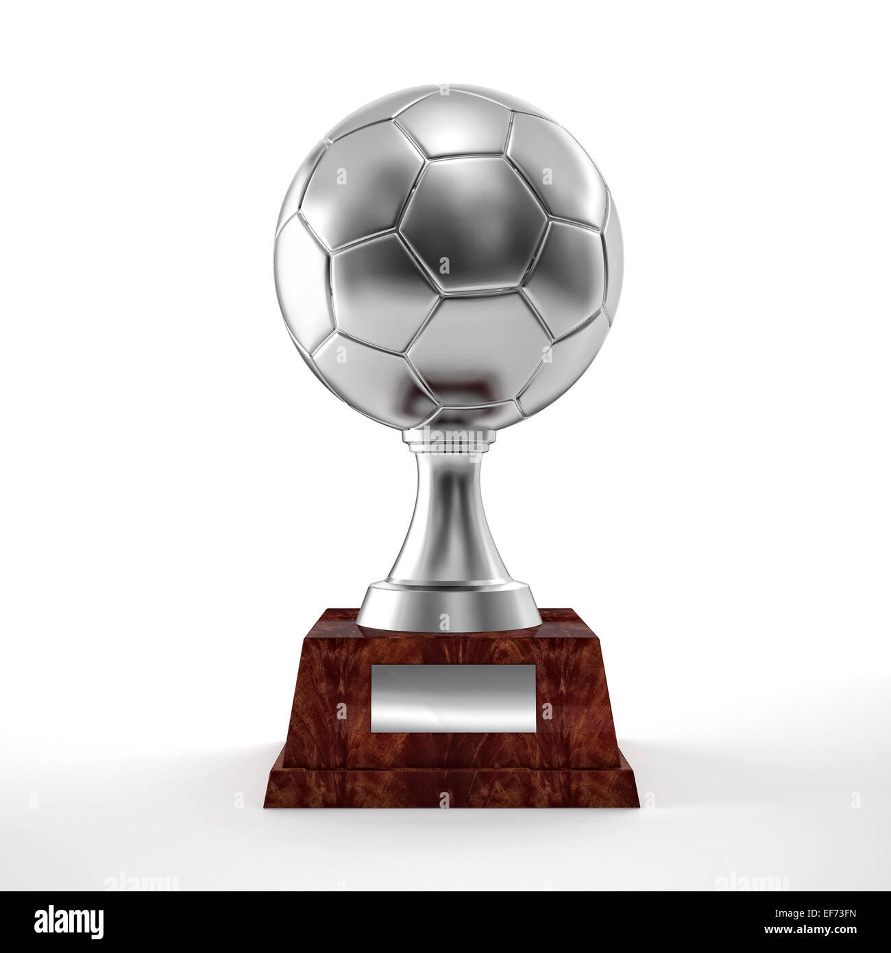 silver soccer ball trophy on white Stock Photo - Alamy