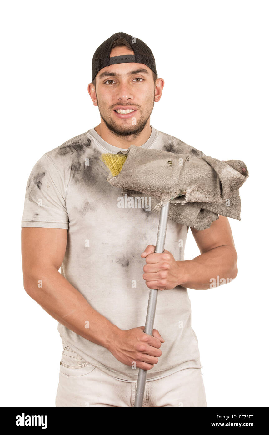young muscular latin construction worker Stock Photo - Alamy