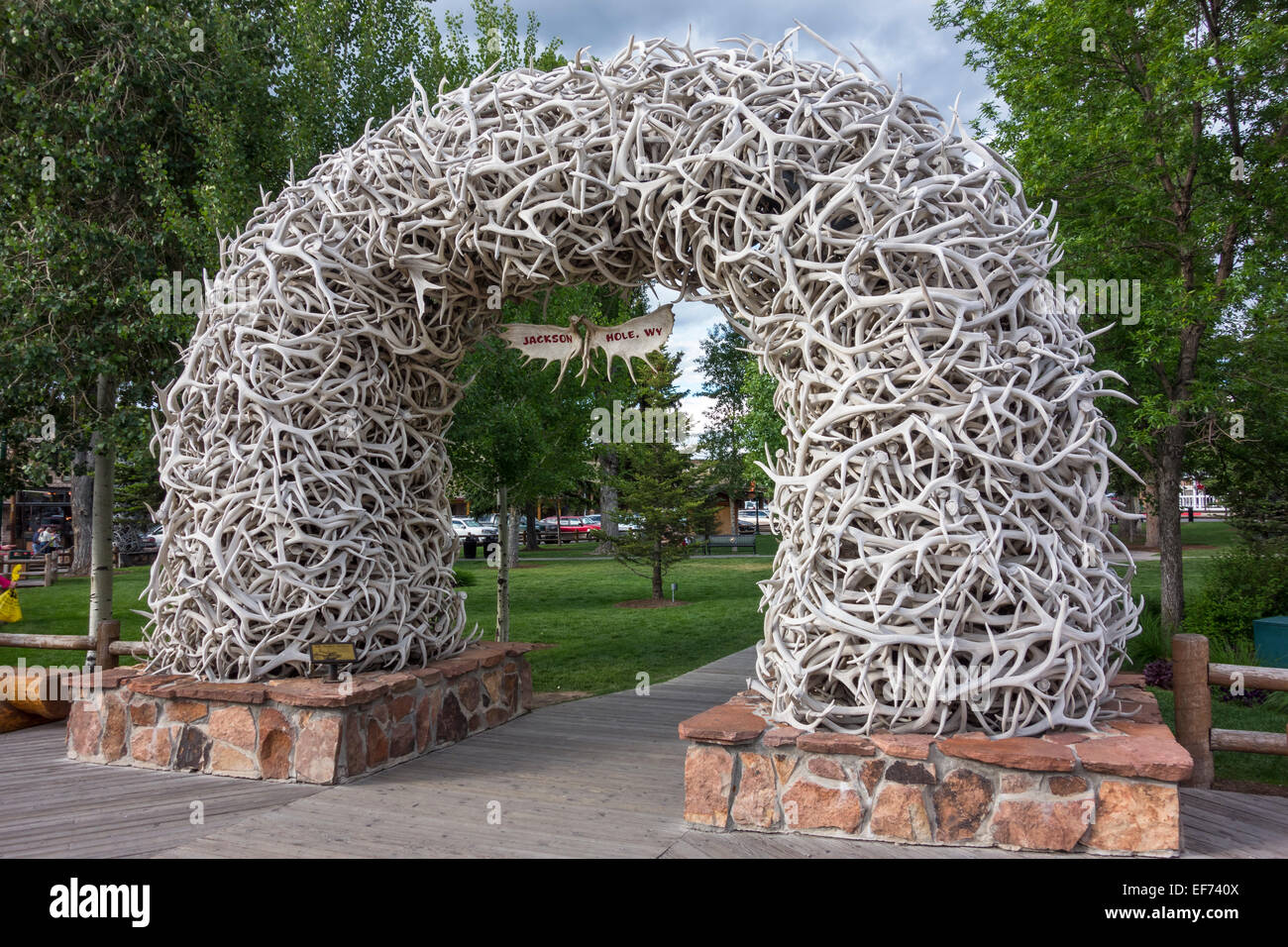 Arch made of wapiti antlers, Town Square, Jackson, Wyoming, United ...