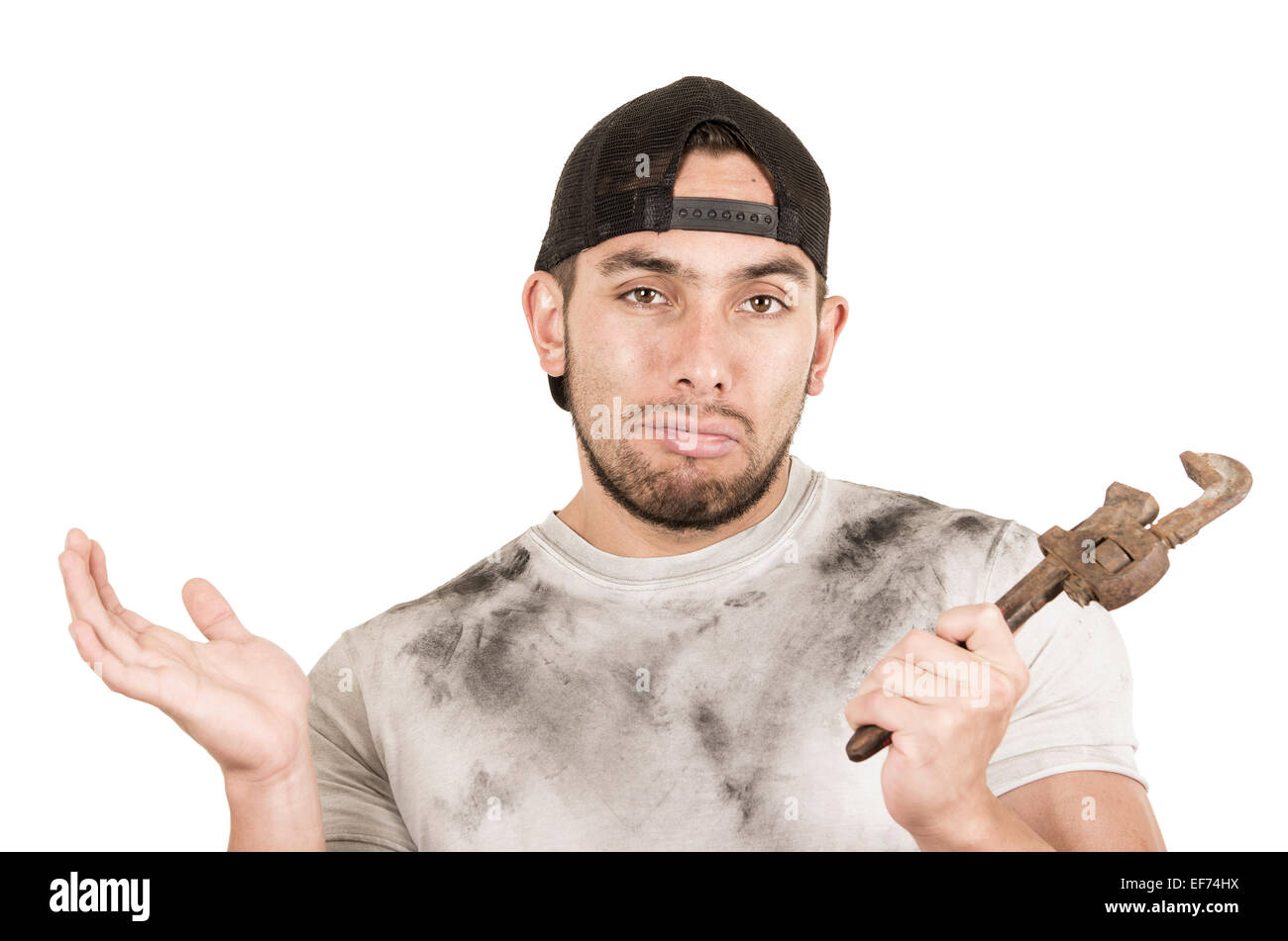 young muscular latin construction worker Stock Photo - Alamy