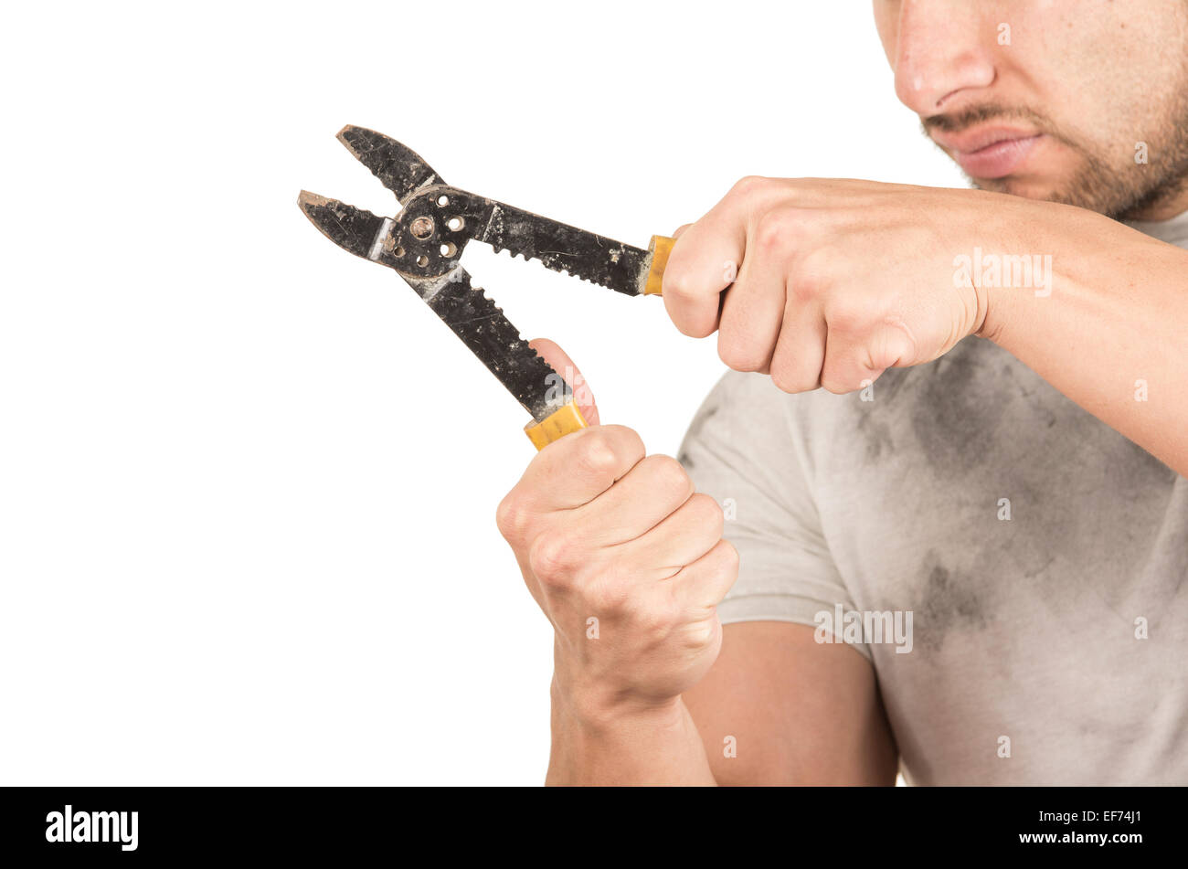 young muscular latin construction worker Stock Photo - Alamy