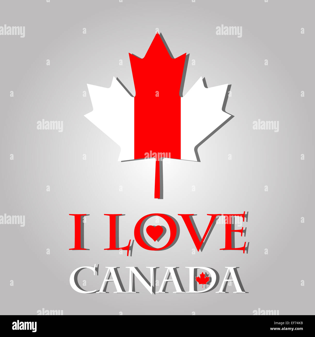 I love Canada sign and labels on maple leaf flag Stock Photo - Alamy