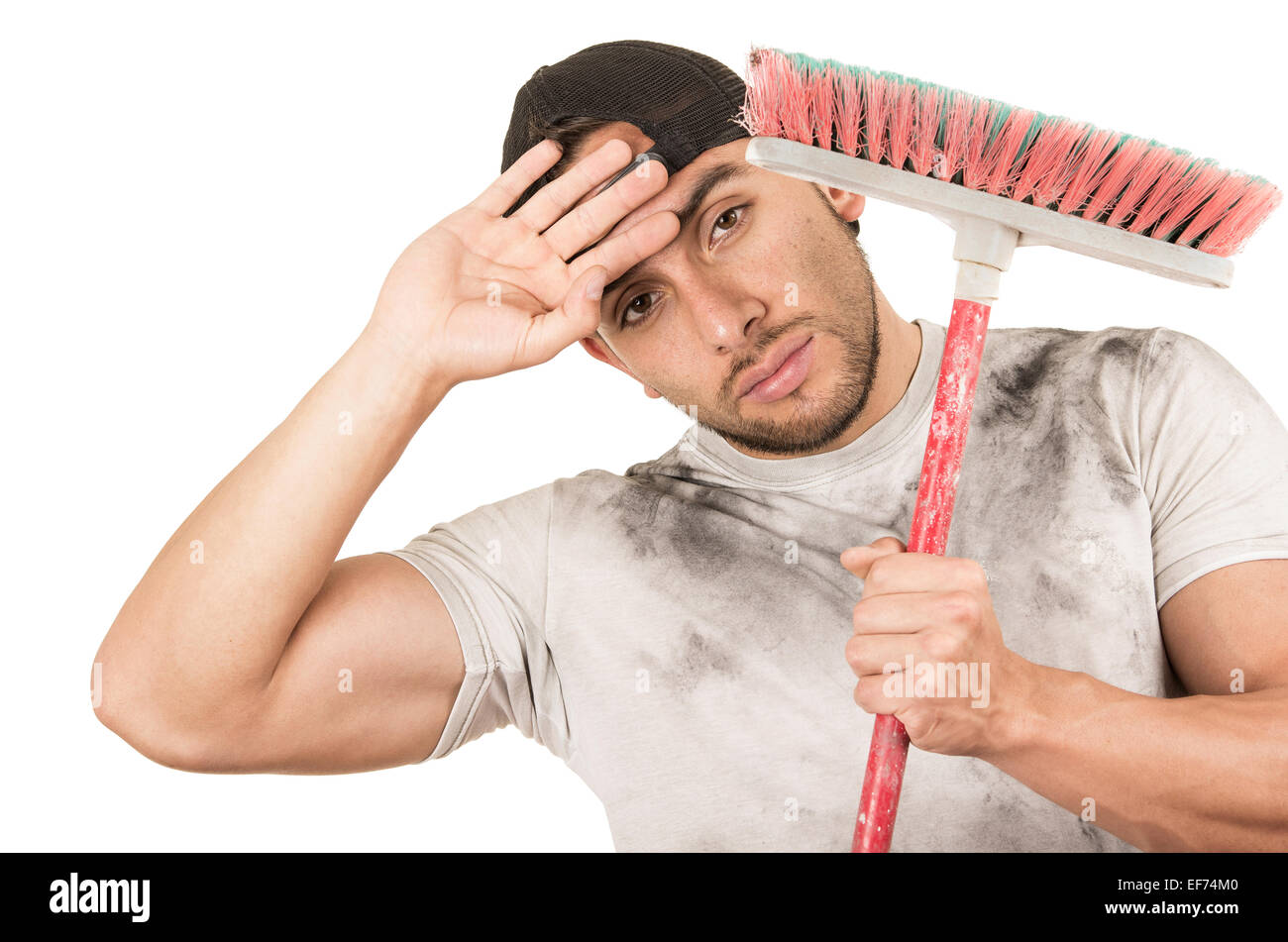 young muscular latin cleaner Stock Photo - Alamy