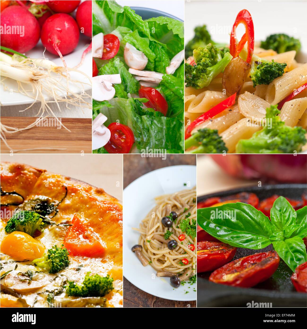 healthy Vegetarian vegan food collage nested on white frame Stock Photo ...