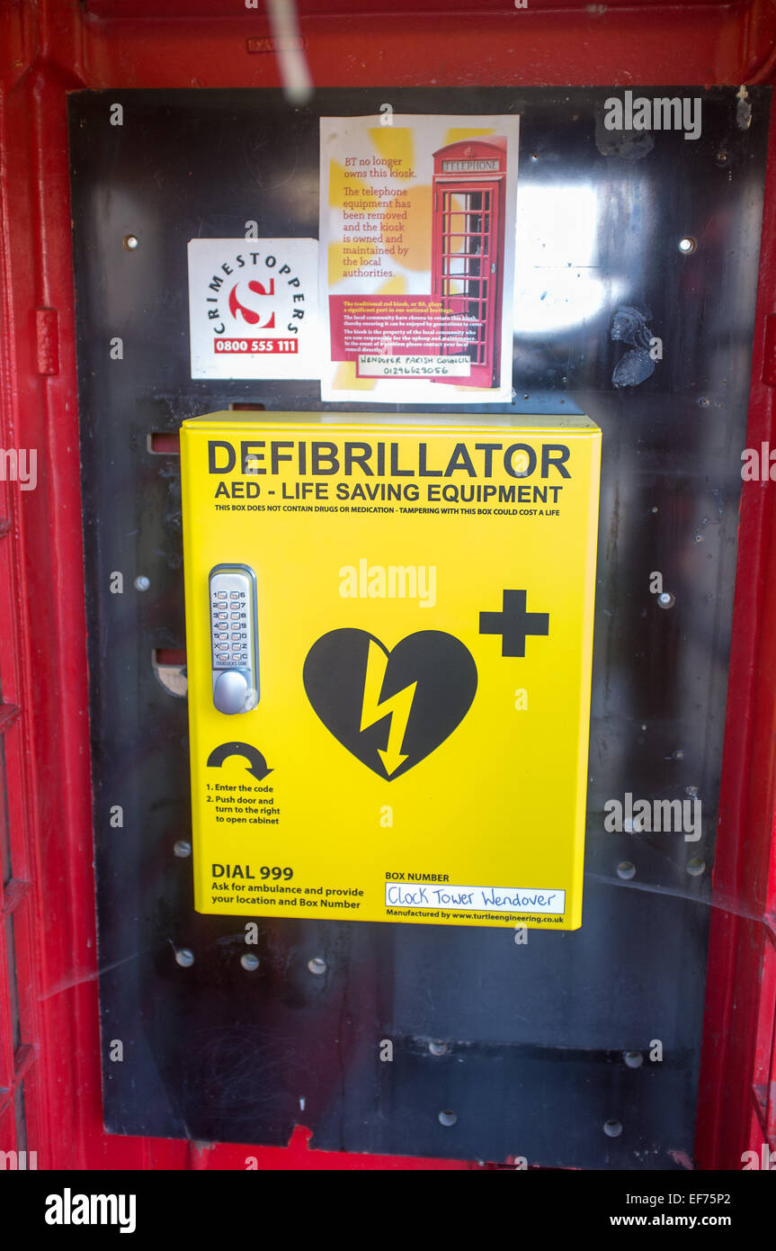 A defibrillator within a disused telephone box in Wendover ...