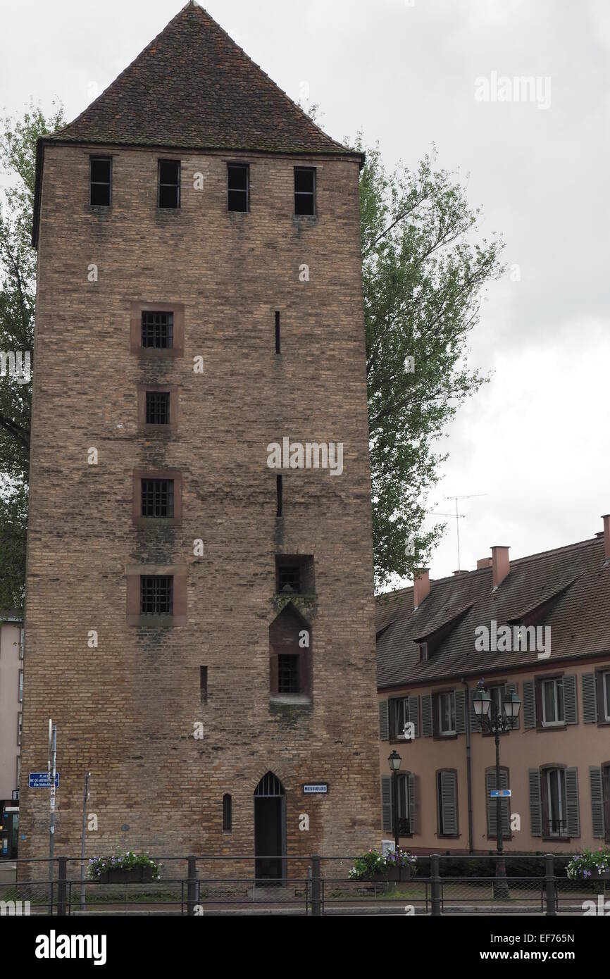 Fortified tower over the Ponts Couverts, Strasbourg France Stock Photo ...