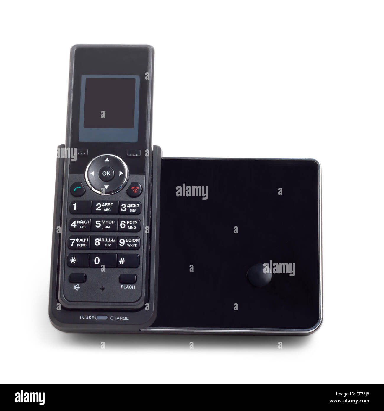 black wireless cordless phone isolated on a white background Stock ...